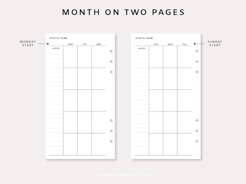 Monthly Planner Printable Personal Undated Monthly Planner Inserts ...