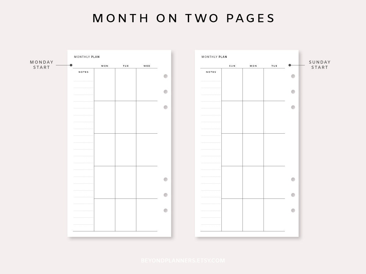 Monthly Planner Printable Personal Undated Monthly Planner Inserts ...