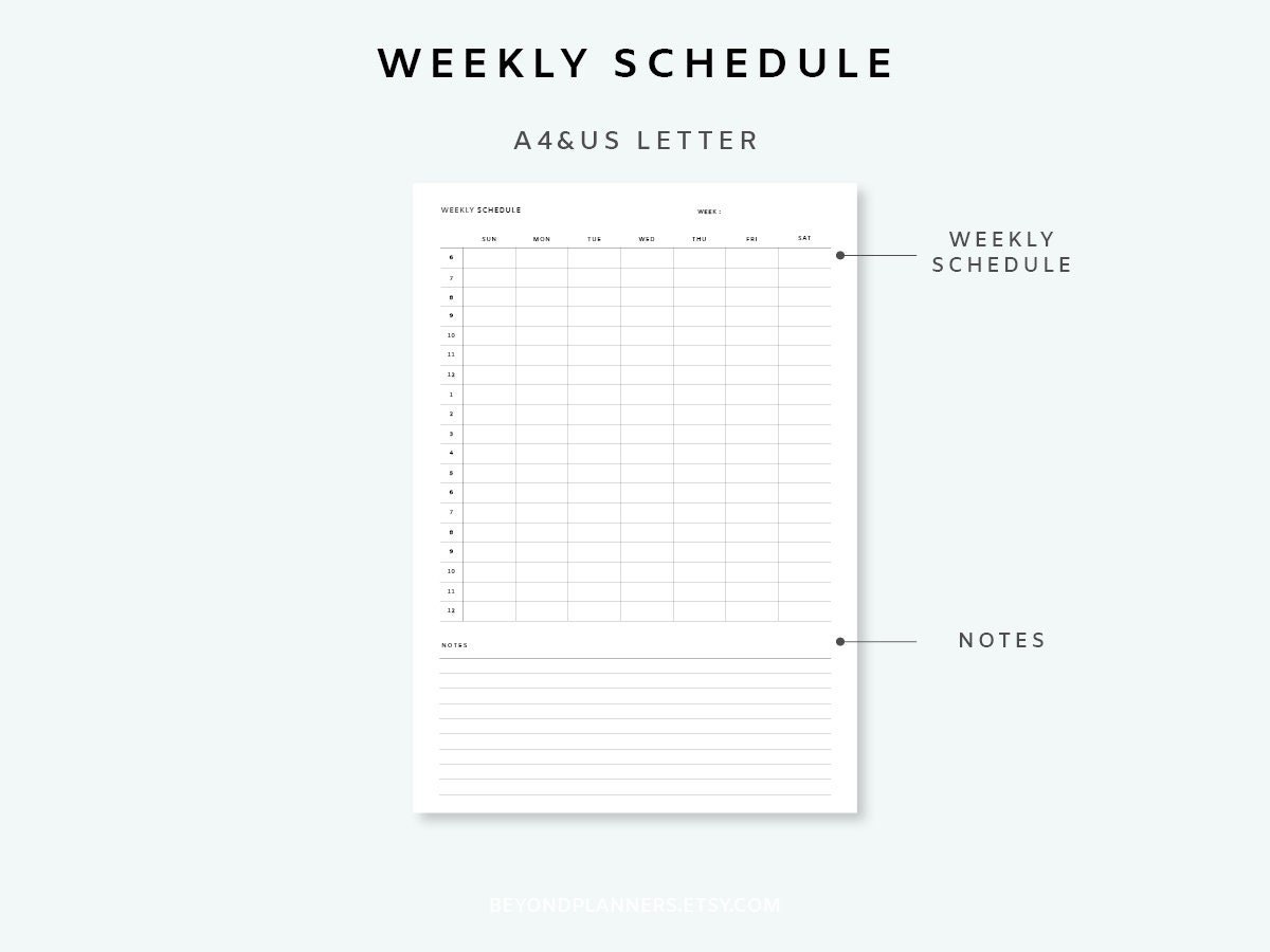 Weekly Schedule Printable Hour - Weekly Planner Template | Class ...