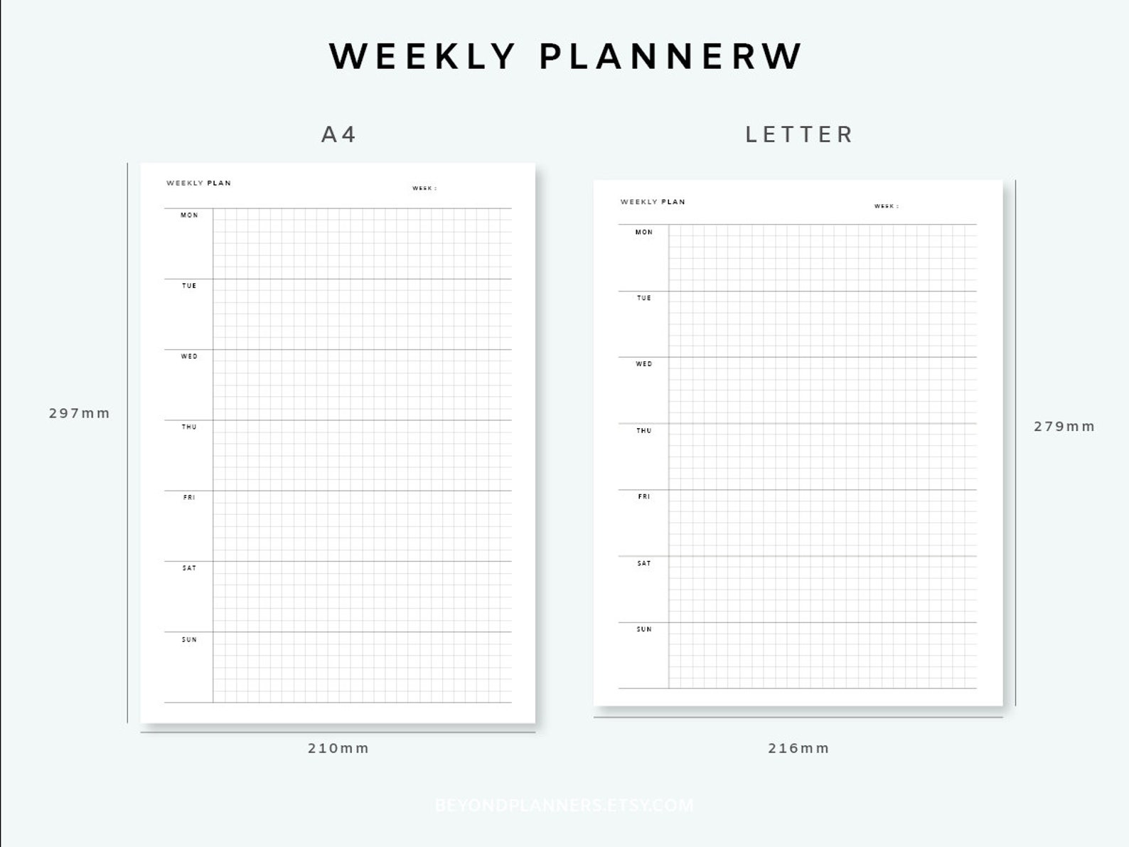Weekly Planner Printable Page - Week on One Page Inserts | Undated ...