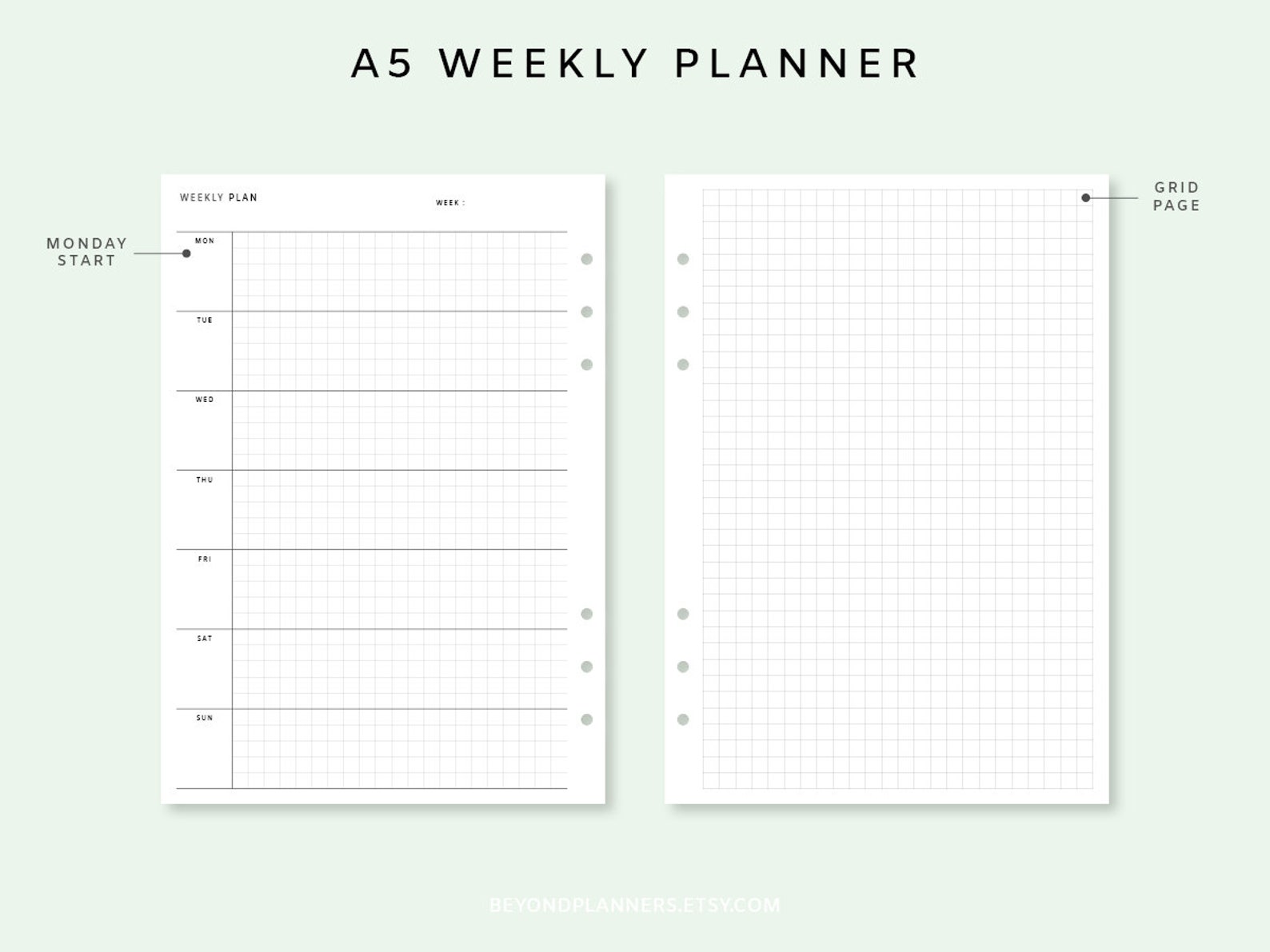 Week on Two Pages Printable - Undated Weekly Planner PDF | Weekly ...