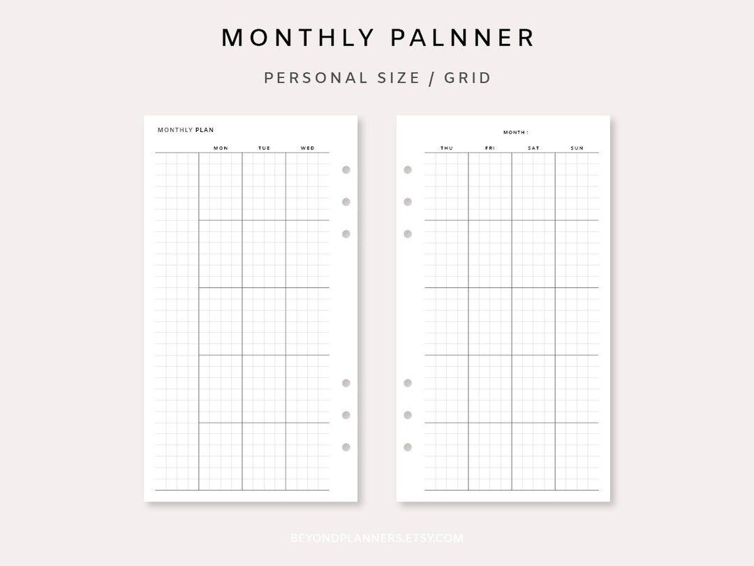 Monthly Planner Printable Personal - Month on Two Pages | Undated ...