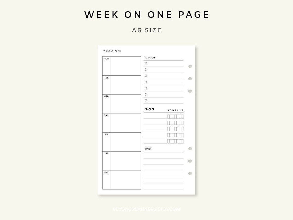 Weekly Planner Printable - Week on One Page | Weekly Agenda | Weekly ...