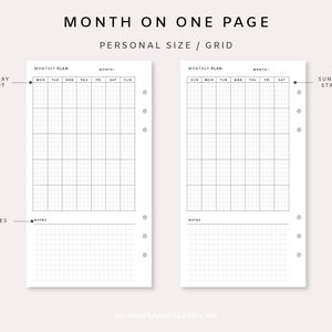Month on One Page Insert Personal - Undated Monthly Planner PDF ...