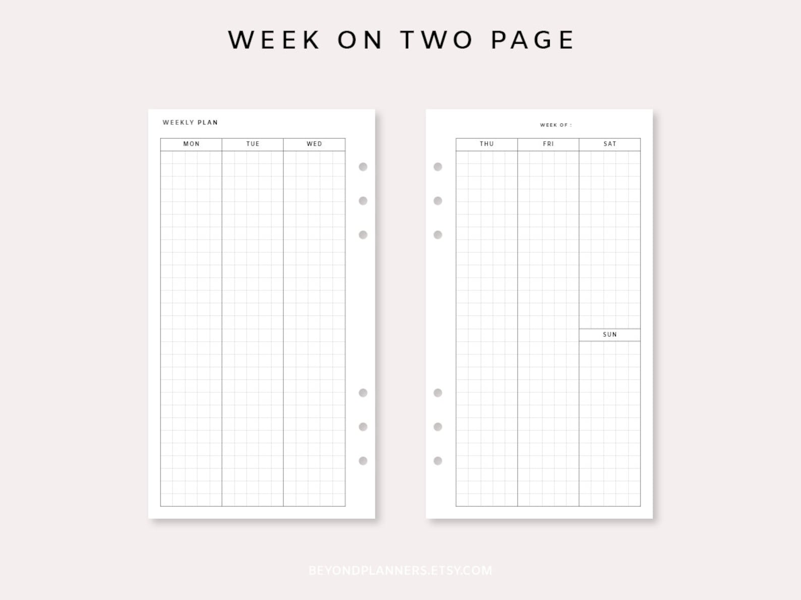 Weekly Planner Printable 2 Page - Week on Two Pages Personal | Weekly ...