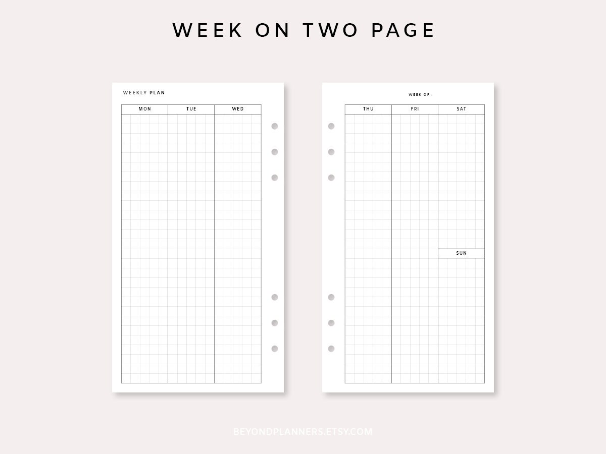Weekly Planner Printable 2 Page - Week on Two Pages Personal | Weekly ...