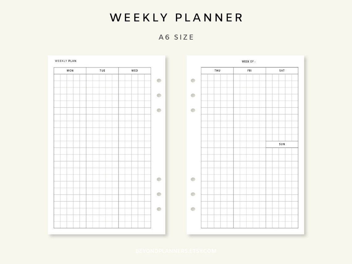 Weekly Planner Printable Pdf - Week on Two Pages | Vertical Weekly ...