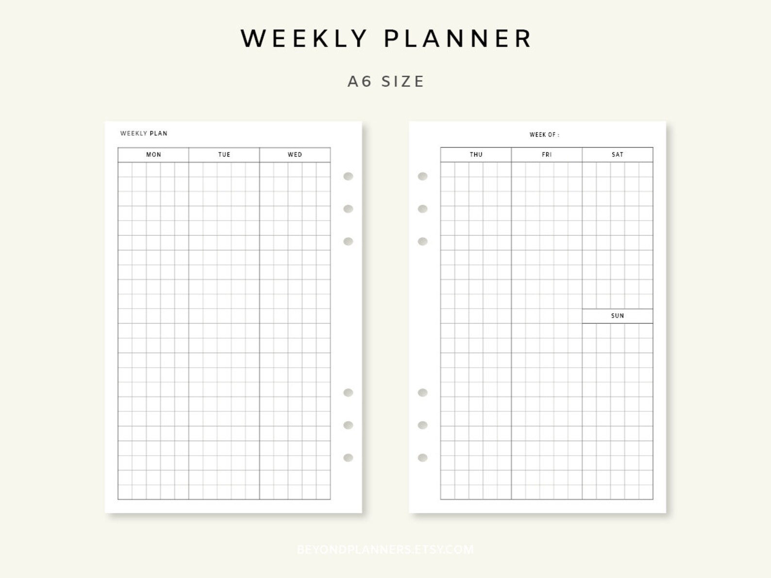 Weekly Planner Printable Pdf - Week on Two Pages | Vertical Weekly ...