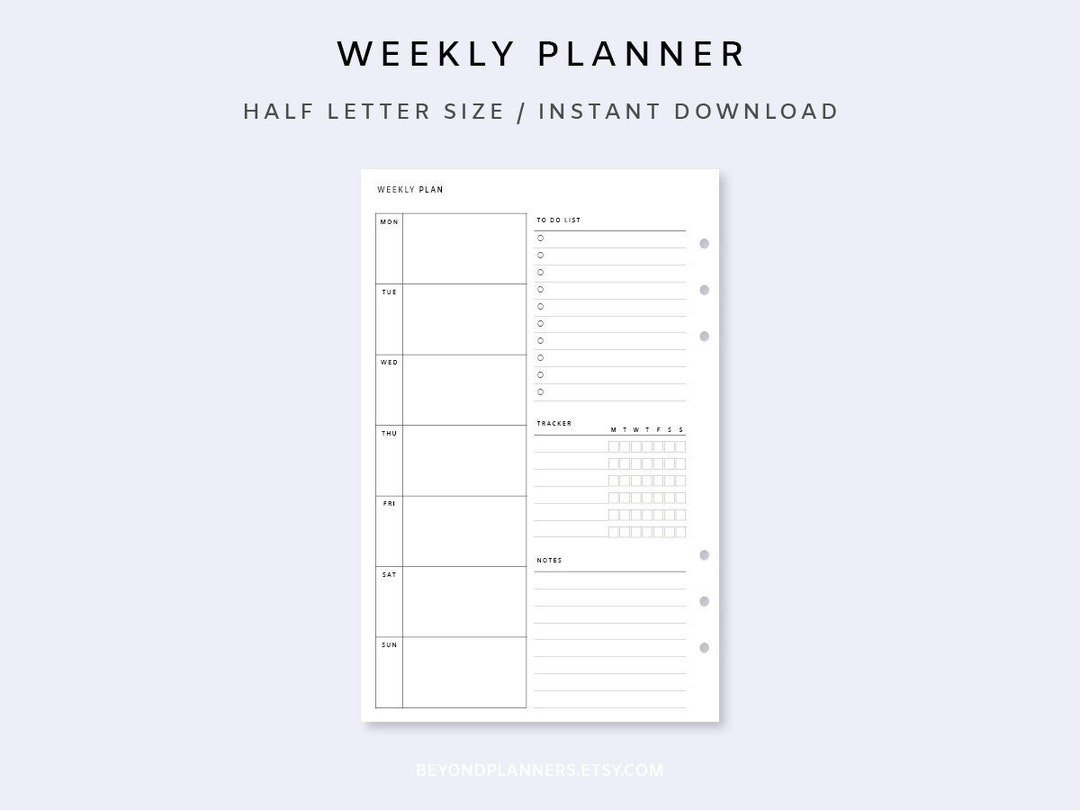 Weekly Planner Printable to Do List - Week on One Page PDF, Weekly ...