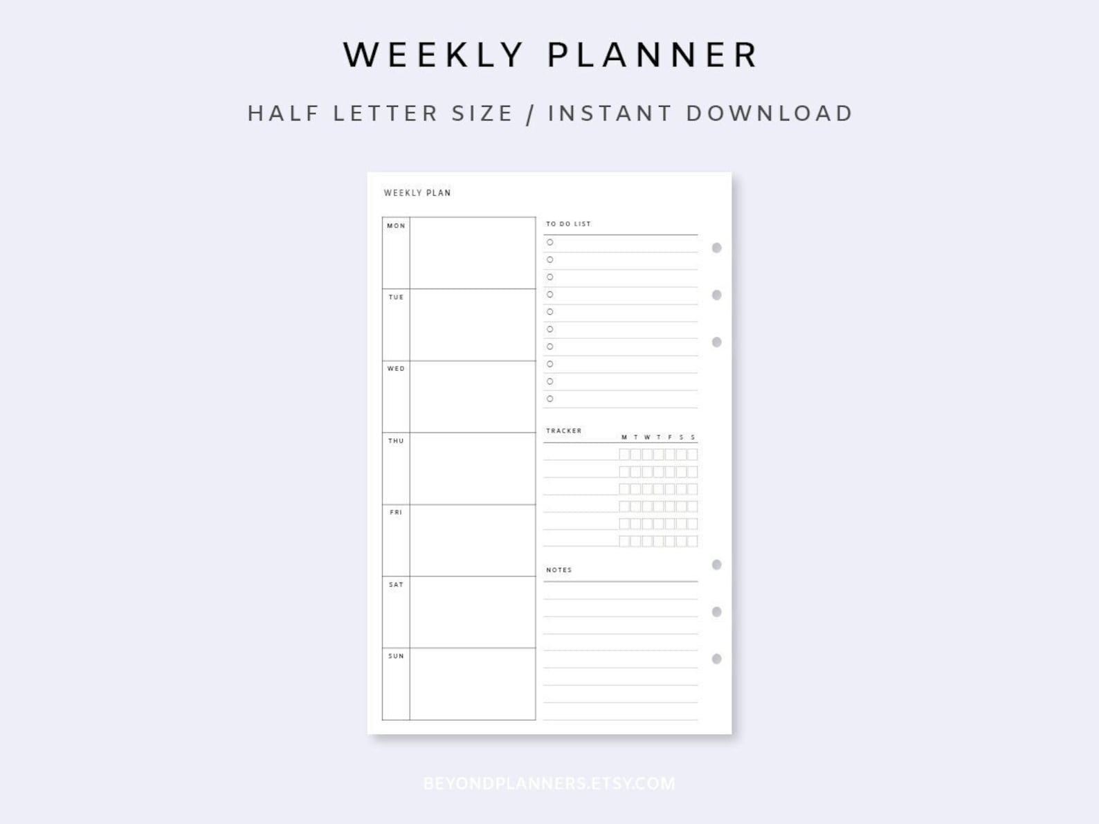 Weekly Planner Printable to Do List Week on One Page PDF - Etsy