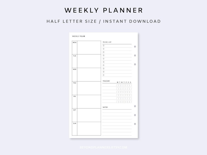 Weekly Planner Printable to Do List Week on One Page PDF - Etsy