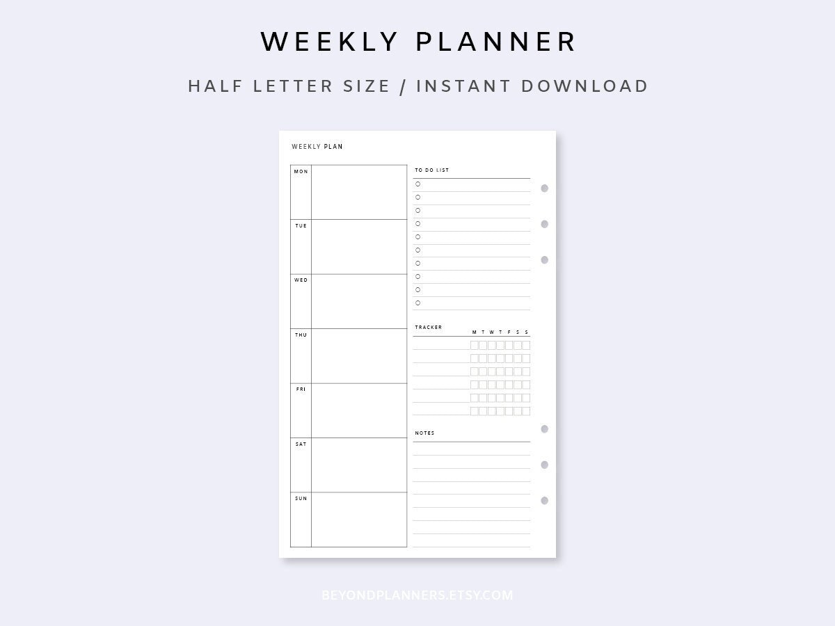 Weekly Planner Printable to Do List - Week on One Page PDF, Weekly ...