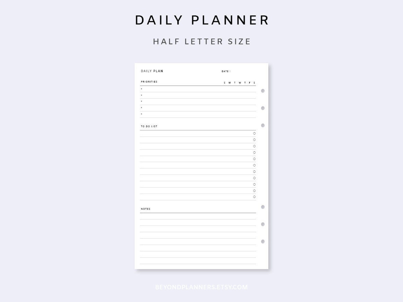 Daily Planner Printable Daily Planner PDF, Undated Planner Inserts ...