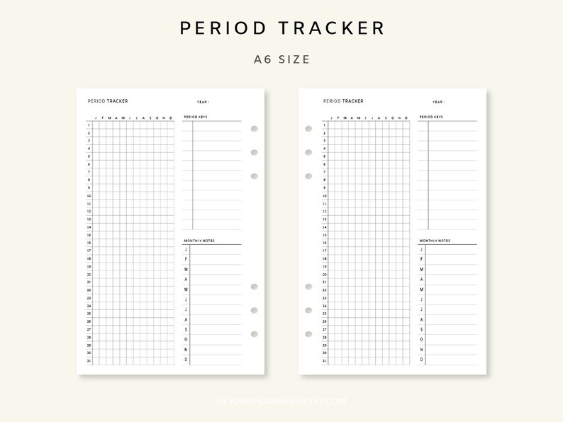 Period Tracker Printable A6 Inserts, Menstrual Cycle Planner, Period ...