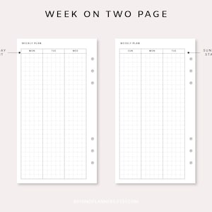 Weekly Planner Printable 2 Page - Week on Two Pages Personal | Weekly ...
