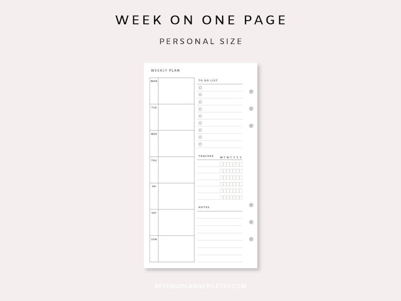 Weekly Planner Printable Personal Week on One Page Weekly Agenda Weekly ...