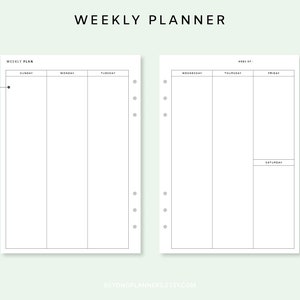 Weekly Planner Printable Vertical - Week on Two Pages | Vertical Weekly ...
