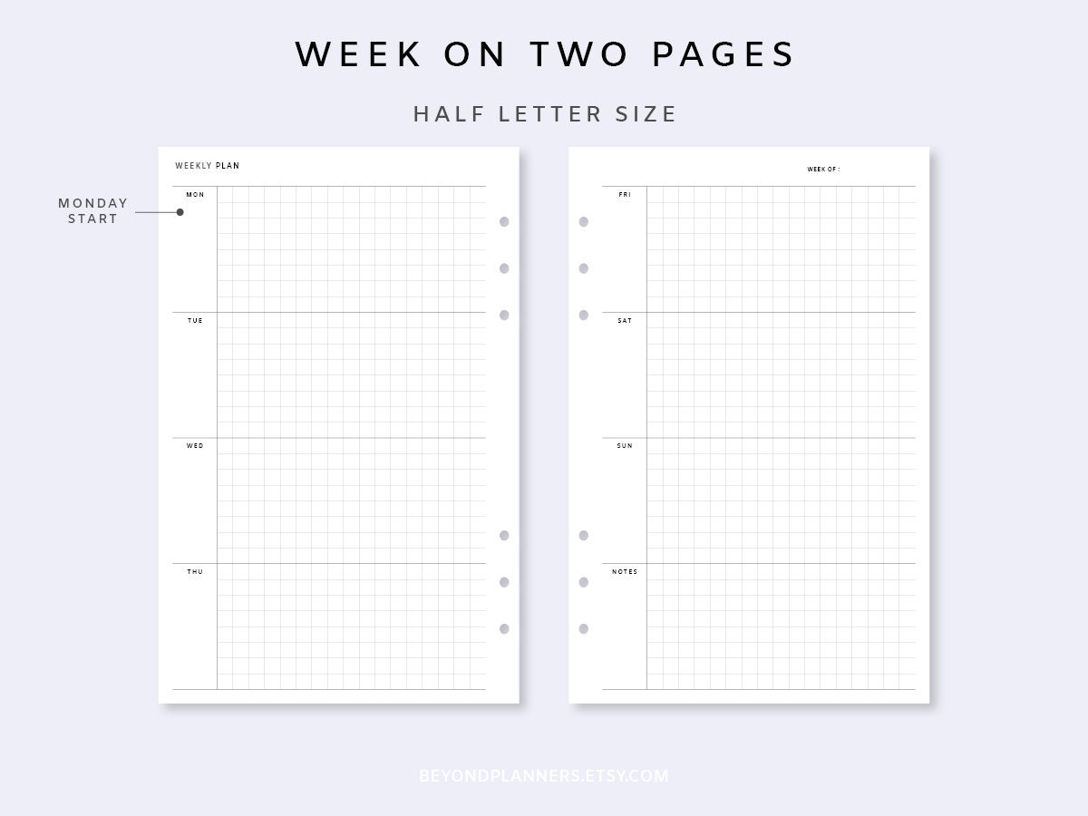 Weekly Planner Printable Landscape - Undated Weekly Planner PDF, Week ...