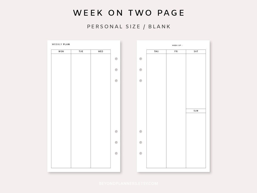 Weekly Planner Printable Personal - Week on Two Pages | Vertical Weekly ...