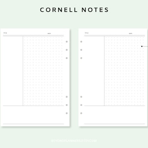 A5 Cornell Notes, Cornell Notes Printable, Note Template, Student Note ...