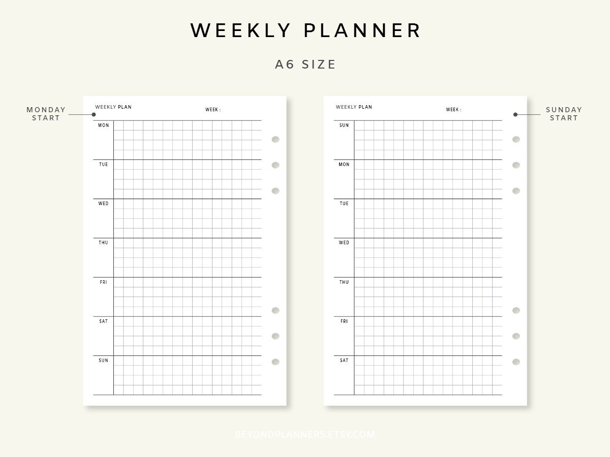 Week on One Page Printable Undated Weekly Planner PDF Weekly Printable ...