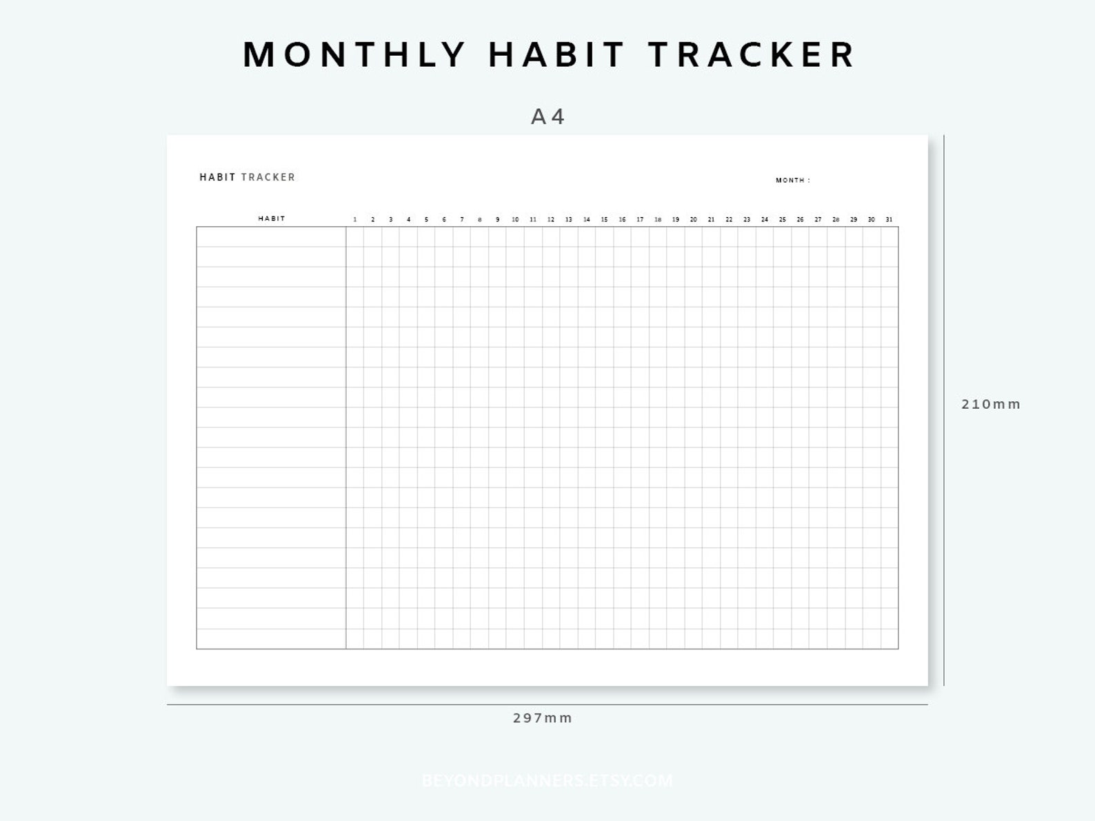 Monthly Habit Tracker Printable Habit Tracker Template | Etsy