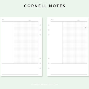 A5 Cornell Notes, Cornell Notes Printable, Note Template, Student Note ...