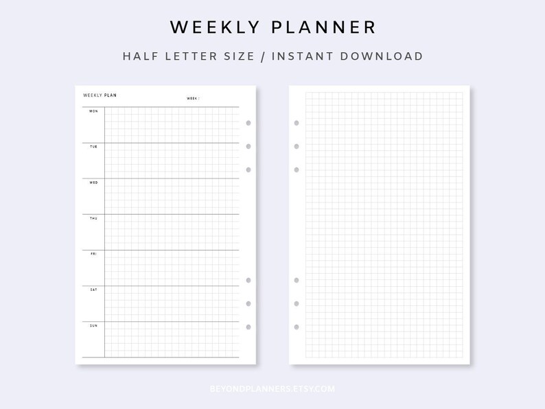 Weekly Planner Printable Vertical Undated Weekly Planner PDF Week at a ...