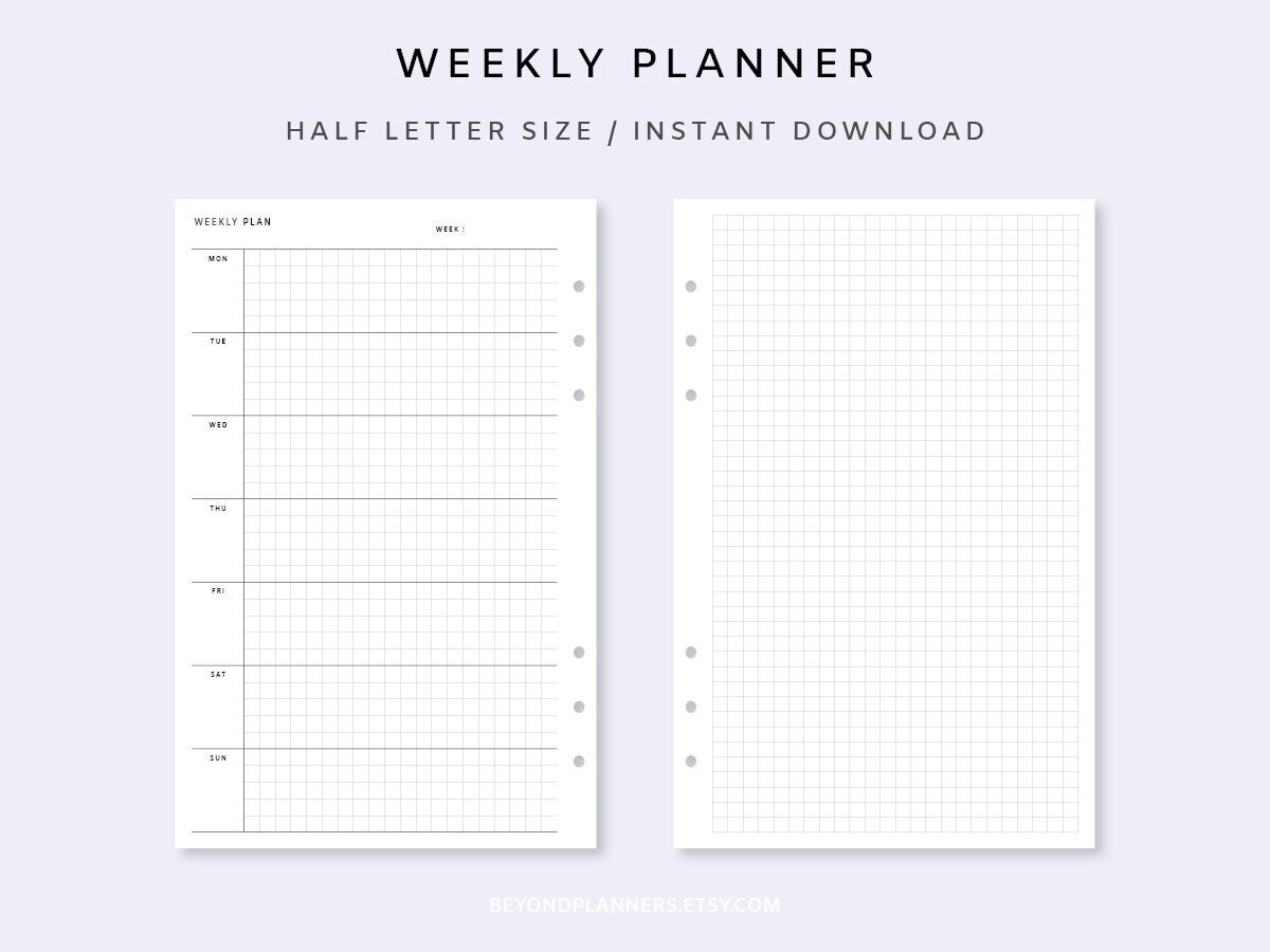 Weekly Planner Printable Vertical Undated Weekly Planner PDF Week at a ...