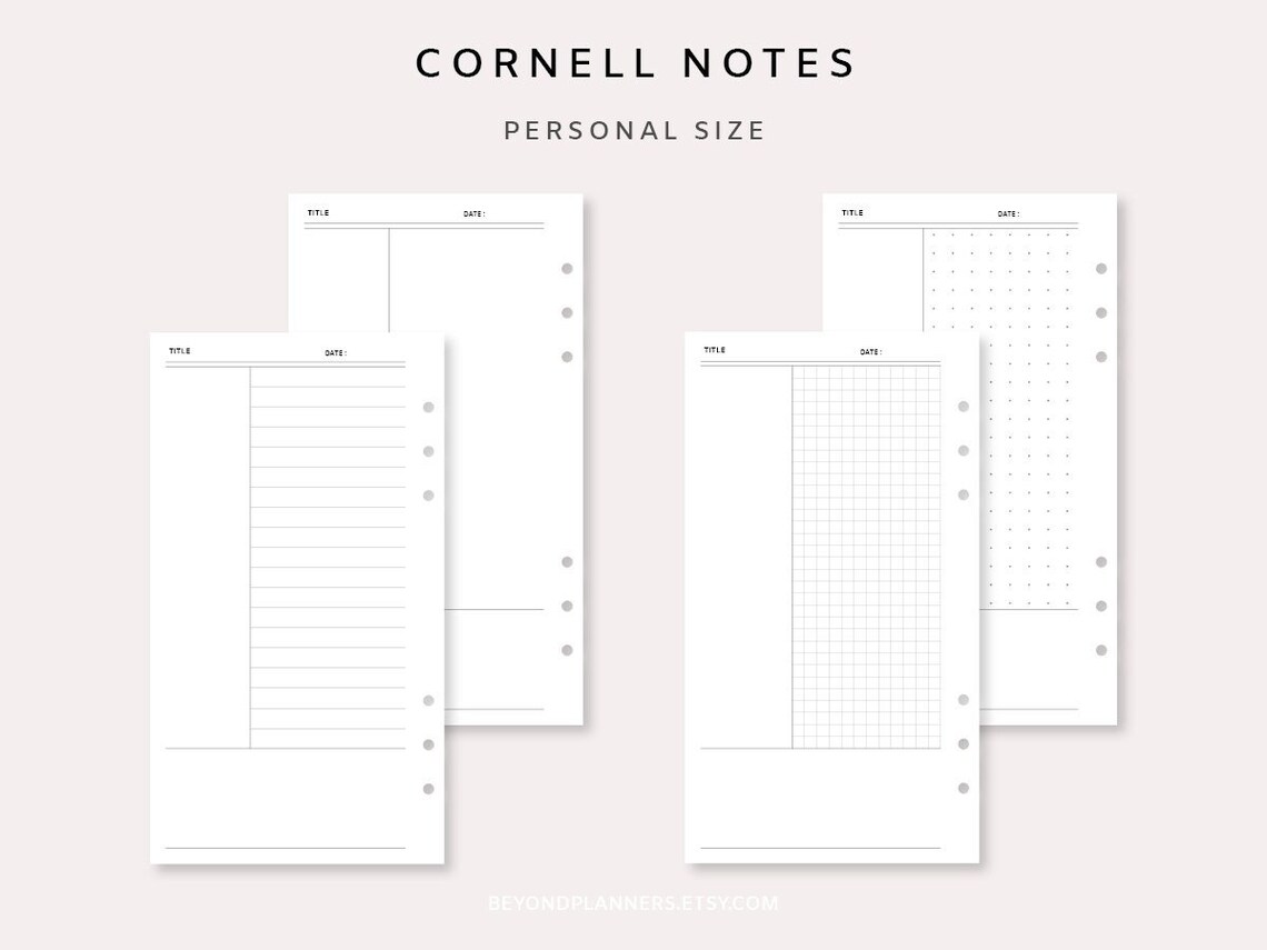 Notas de Cornell Notas de Cornell para imprimir / Plantilla - Etsy España