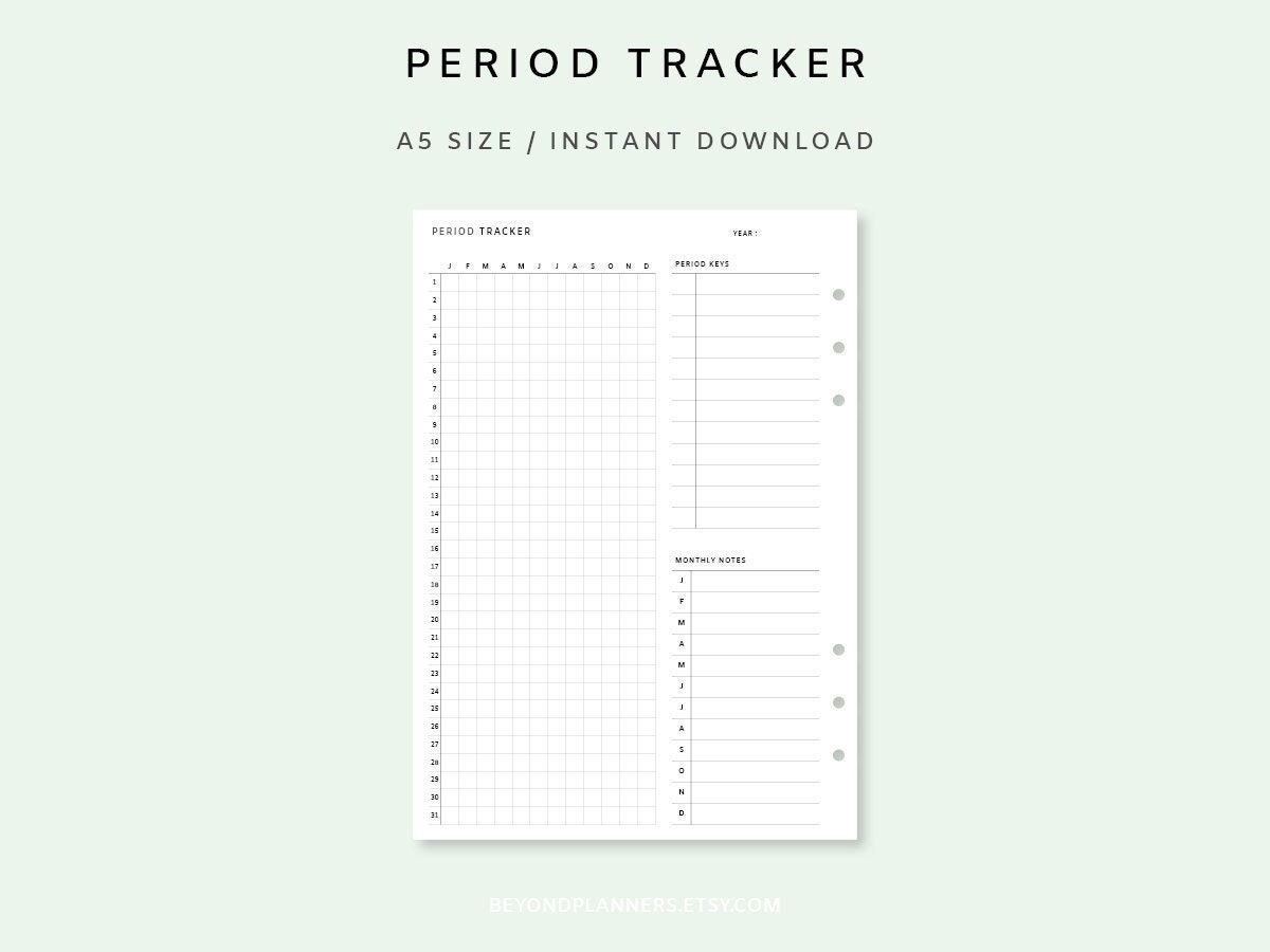 Period Tracker Printable A5 Inserts, Menstrual Cycle Planner, Period ...