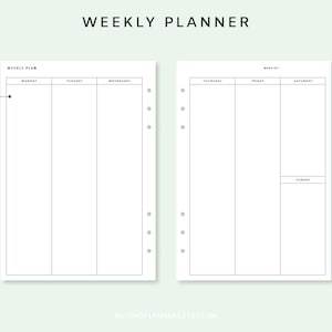 Weekly Planner Printable Vertical - Week on Two Pages | Vertical Weekly ...