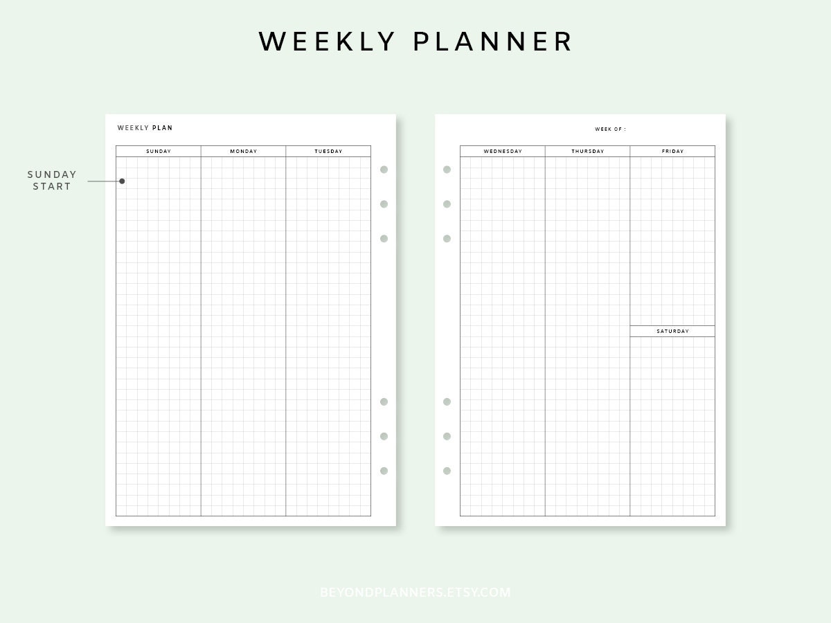 Weekly Planner Printable 2 Page - Week on Two Pages | Weekly Planner ...