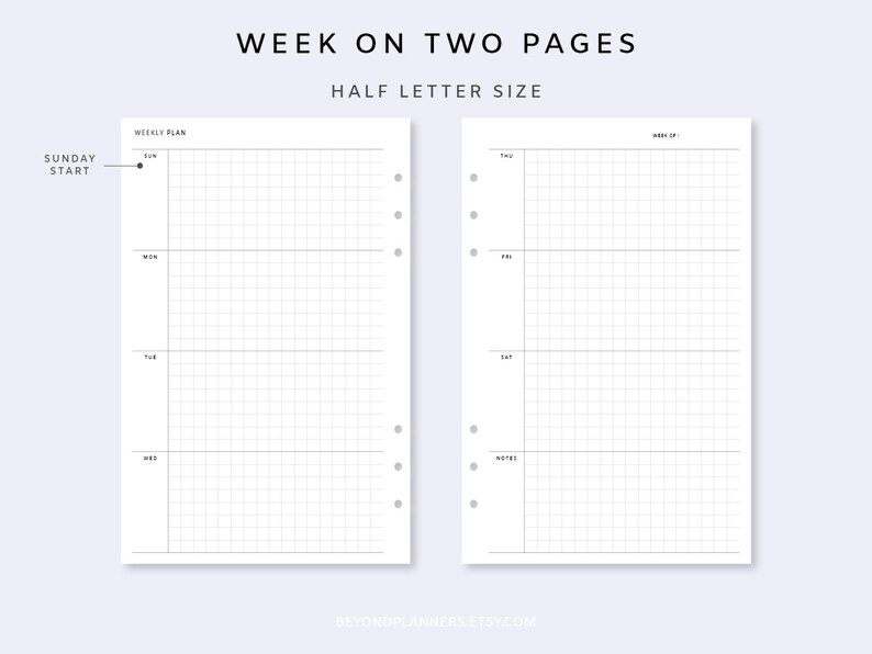 Weekly Planner Printable Landscape Undated Weekly Planner | Etsy