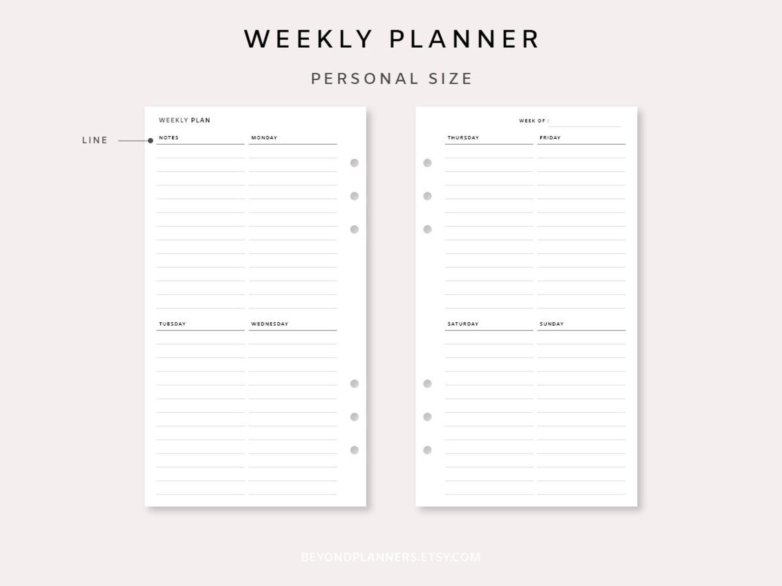 Weekly Planner Printable Vertical - Week on Two Pages | Weekly Planner ...