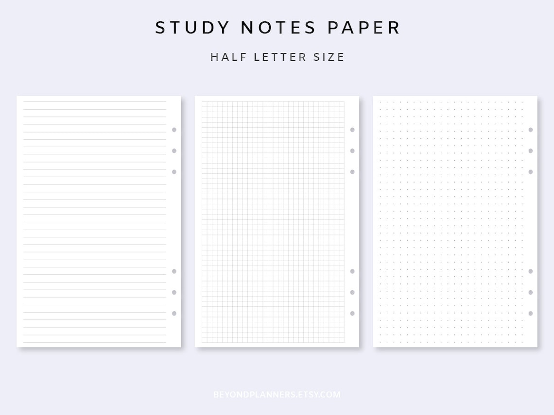Study Notes Template Study Notes Paper Line Grid Dotted | Etsy