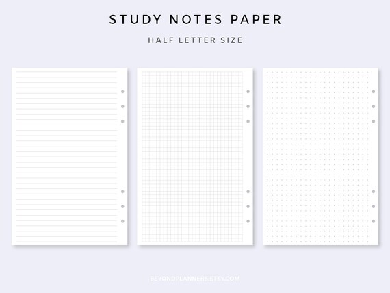 Study Notes Template Study Notes Paper Line Grid Dotted | Etsy
