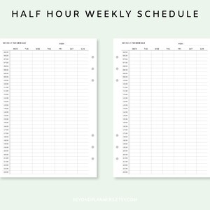 Half Hour Weekly Schedule Printable - Half Hour Daily Schedule Template ...