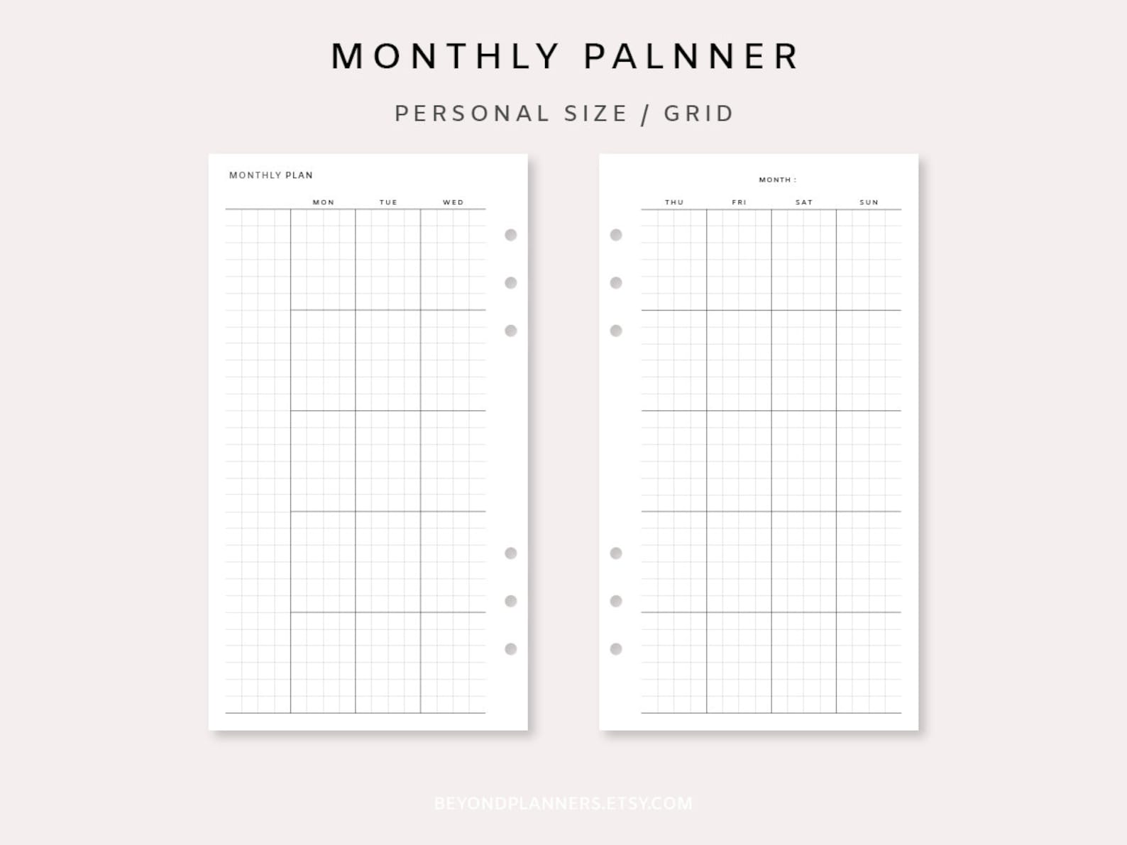 Monthly Planner Printable Personal - Month on Two Pages | Undated ...