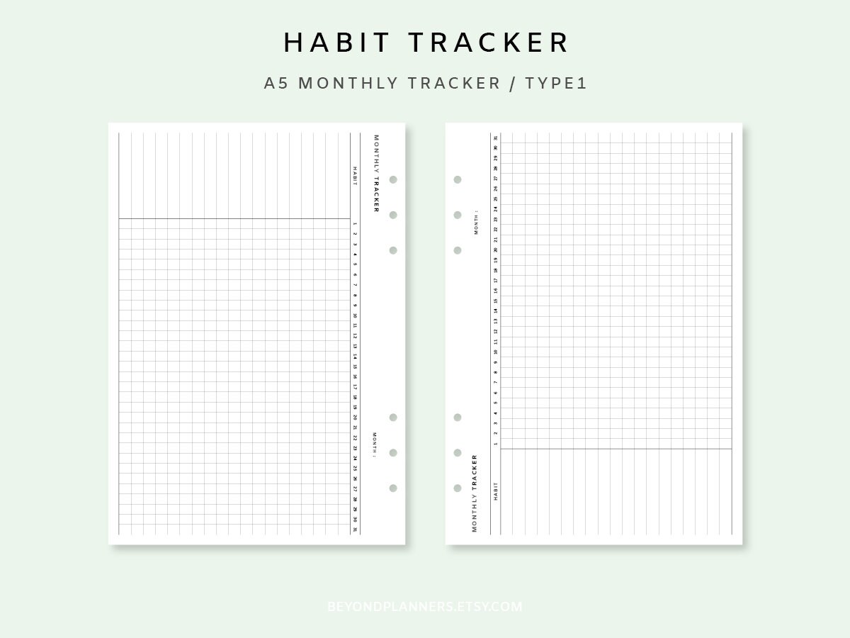 Monthly Habit Tracker Printable - Monthly Goal Tracker, Habit Tracker ...