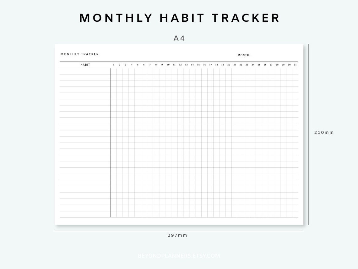 Monthly Habit Tracker Printable - Habit Tracker Template | Monthly Goal ...