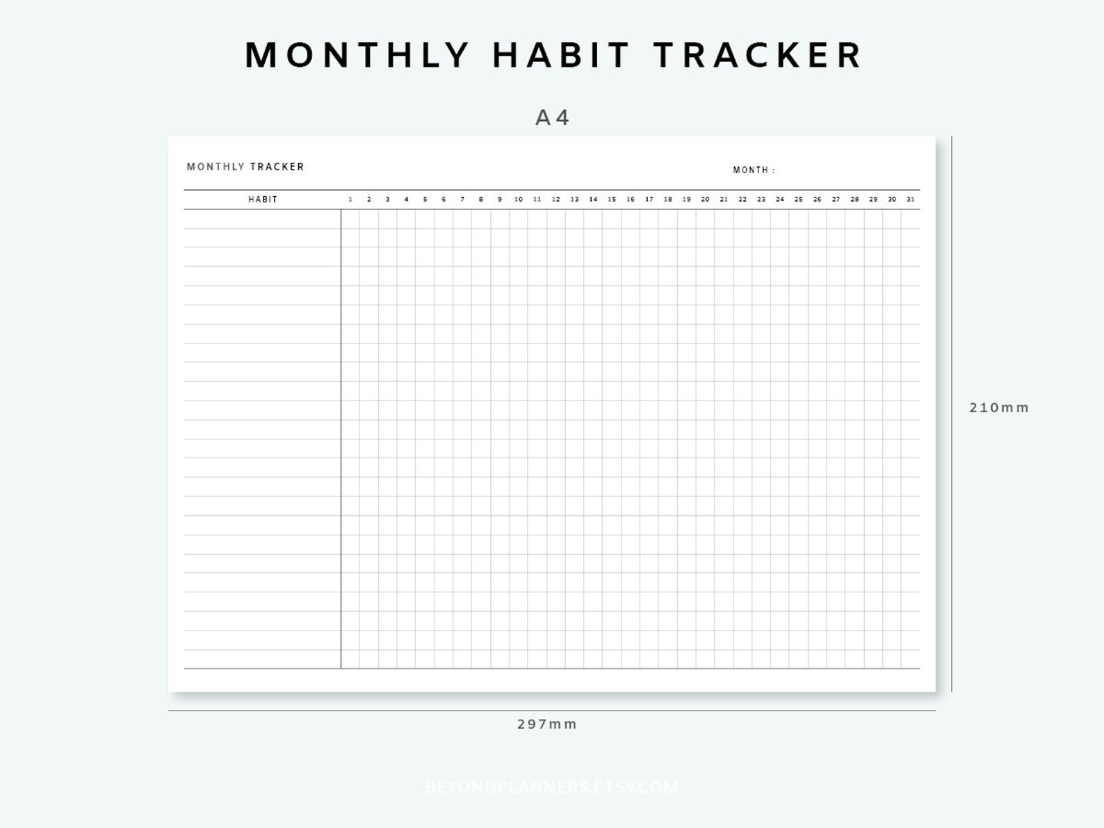Monthly Habit Tracker Printable - Habit Tracker Template | Monthly Goal ...