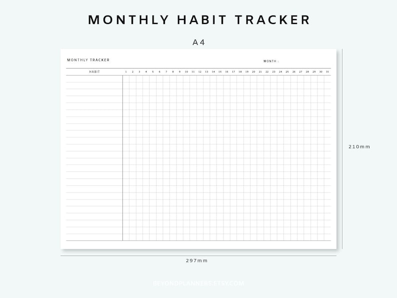 Monthly Habit Tracker Printable Habit Tracker Template Monthly Goal ...