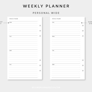 Weekly Planner Printable - Week on Two Pages | Weekly Planner Insert ...