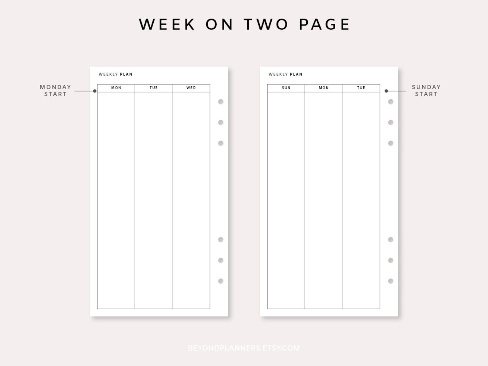 Weekly Planner Printable Personal - Week on Two Pages | Vertical Weekly ...