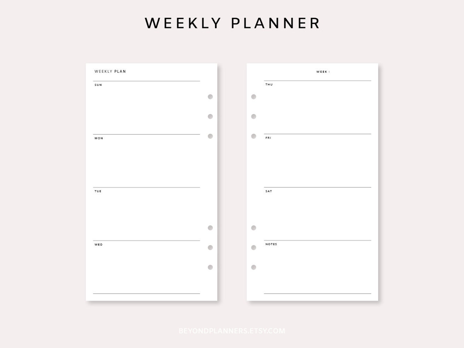 Weekly Planner Printable - Undated Weekly Planner | Week on Two Pages ...