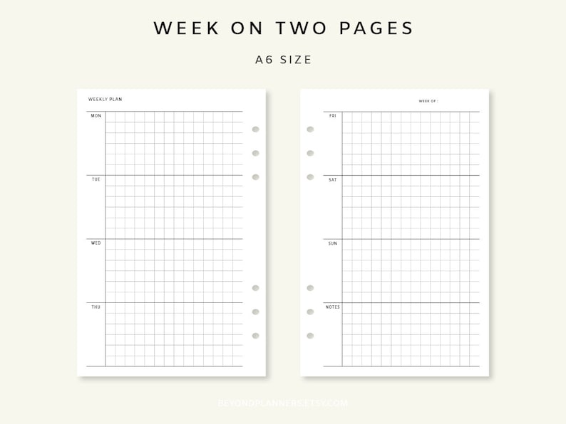 Week on Two Pages Printable - Undated Weekly Planner PDF, Weekly ...