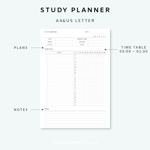 Study Planner Printable Insert - Student Planner | Study Planner ...