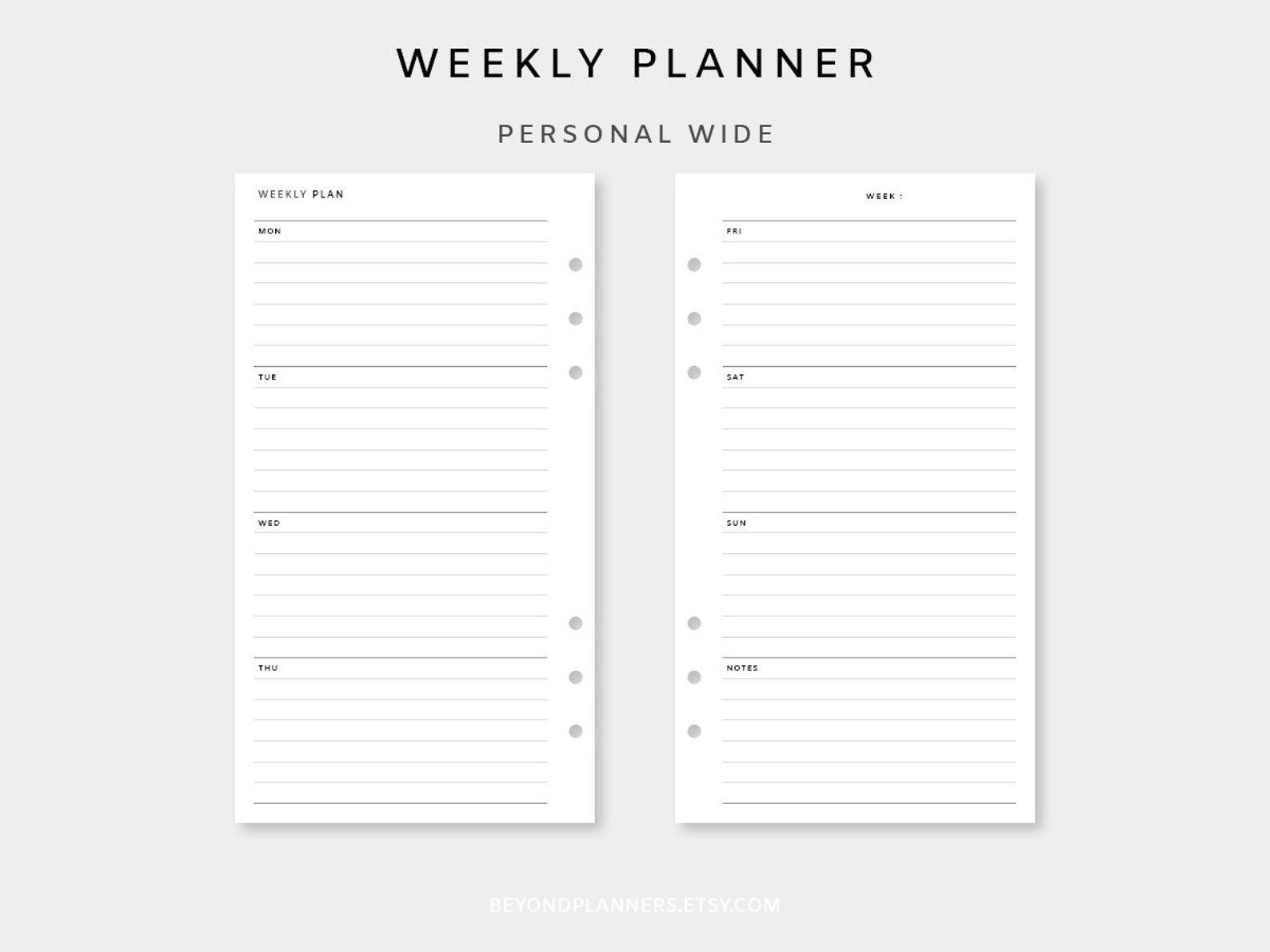 Weekly Planner Printable Week on Two Pages Weekly Planner Insert Weekly ...