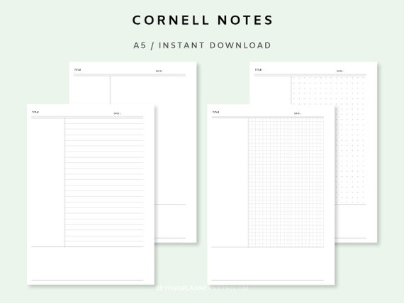 A5 Cornell Notes Cornell Notes Printable Note Template | Etsy